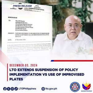 LTO Extends Suspension of Policies on Improvised Plates
